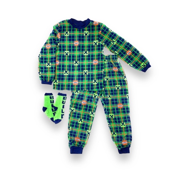minecraft | Pajamas | Minecraft Boys Long Sleeve Fleece Pajama 3piece ...